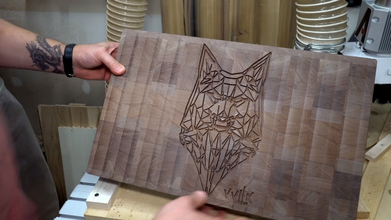 VVILK cutting board / chopping board. Wood inlay. Cnc inlay 4K video ...