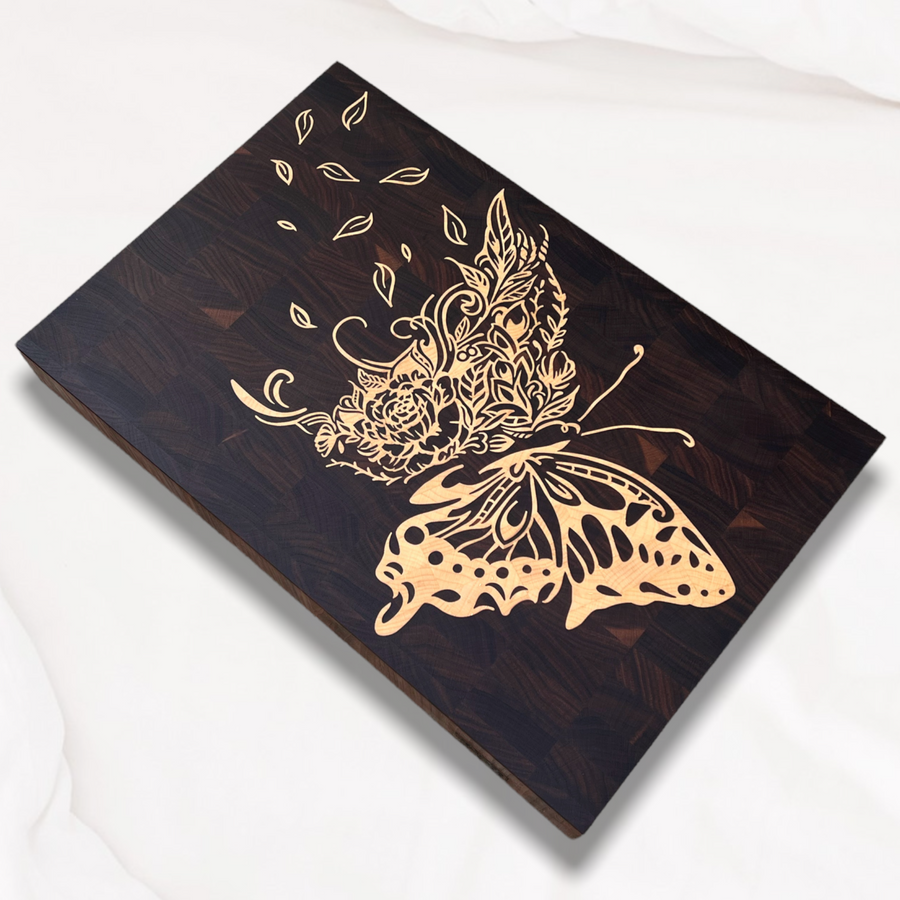 The Butterfly CNC inlay plan – Custom Cutting Boards by Broinwood