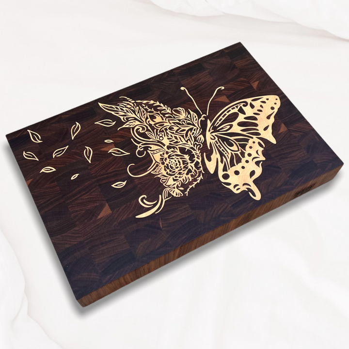 The Butterfly CNC inlay plan – Custom Cutting Boards by Broinwood